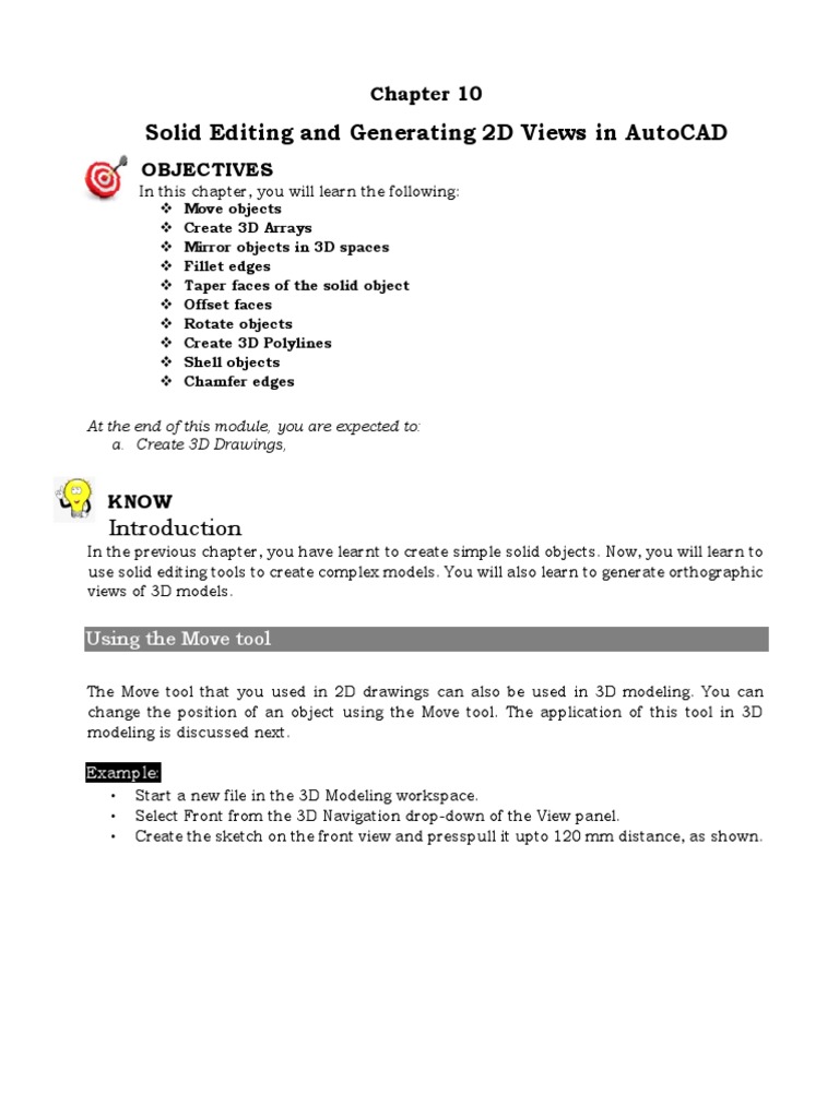 Chapter 10 - Solid Editing in AutoCAD | PDF | Cartesian Coordinate ...
