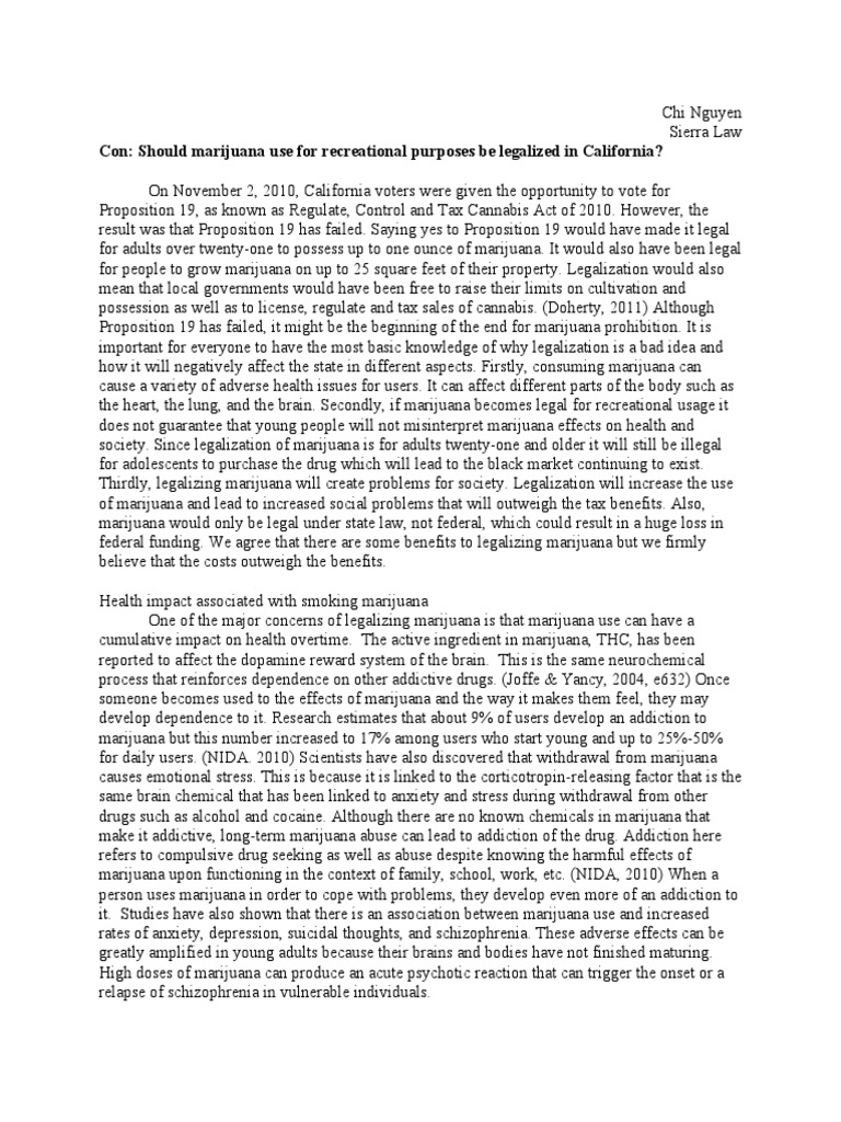 Arguments Against Marijuana Legalization | PDF | Cannabis (Drug ...
