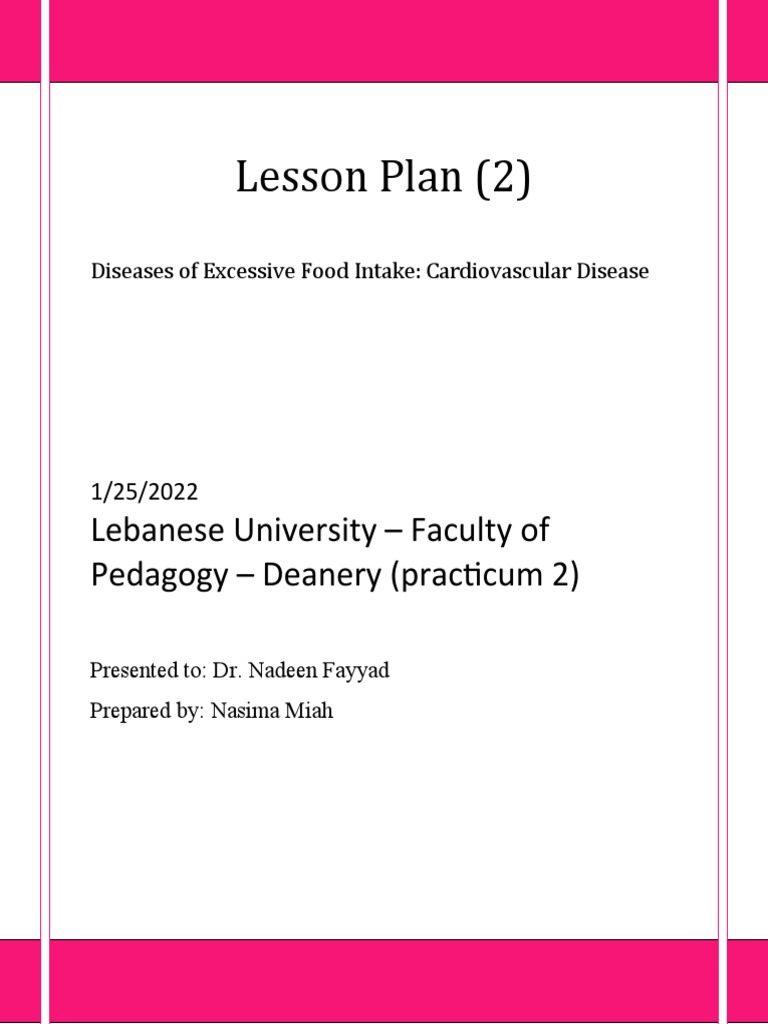 Lesson Plan - Cardiovascular Disease | PDF | Hypercholesterolemia ...