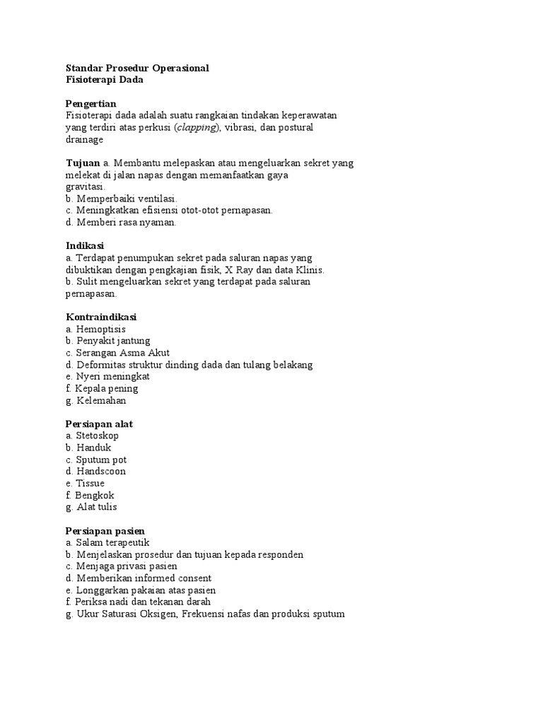 SOP Fisioterapi Dada | PDF