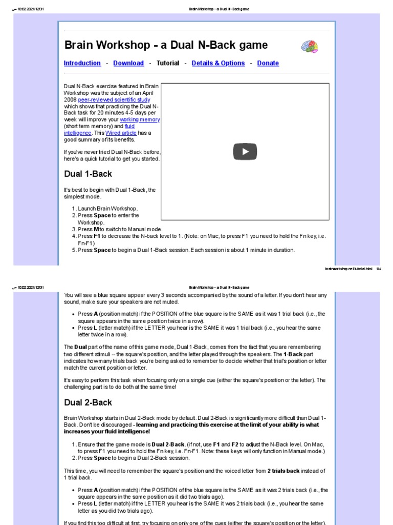 ‫Brain Workshop - a Dual N-Back game - نسخة | PDF | Stress (Biology ...