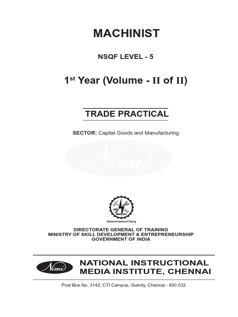 Machinist 1 YV2 TP | PDF | Grinding (Abrasive Cutting) | Machining