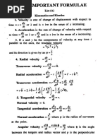 Kinematics Cheat Sheet | PDF