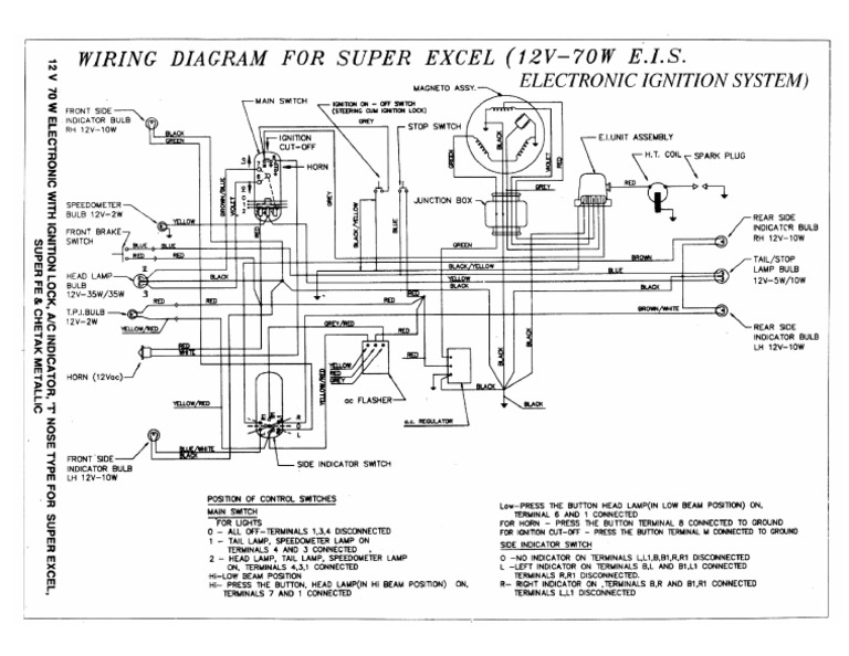 Bajaj Super Excel Wiring Diagram | PDF