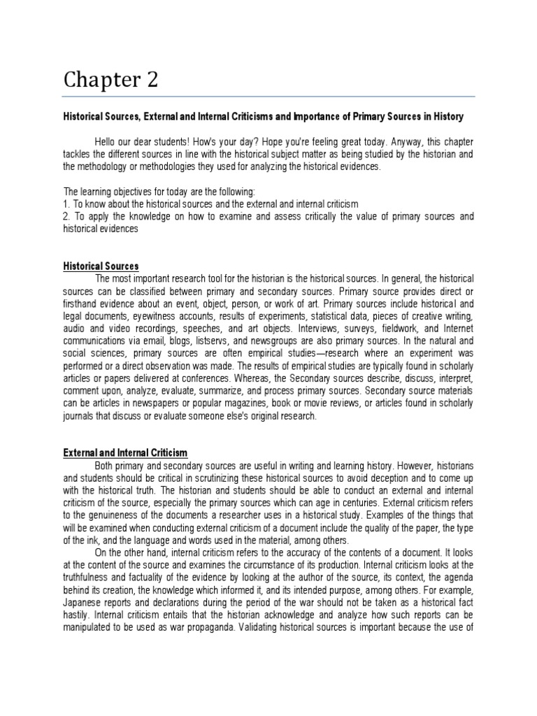 Historical Sources External And Internal Criticisms And Importance Of 
