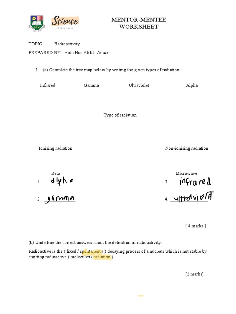 3.8 Radioactivity (Worksheet) | PDF | Radioactive Decay | Ionizing ...