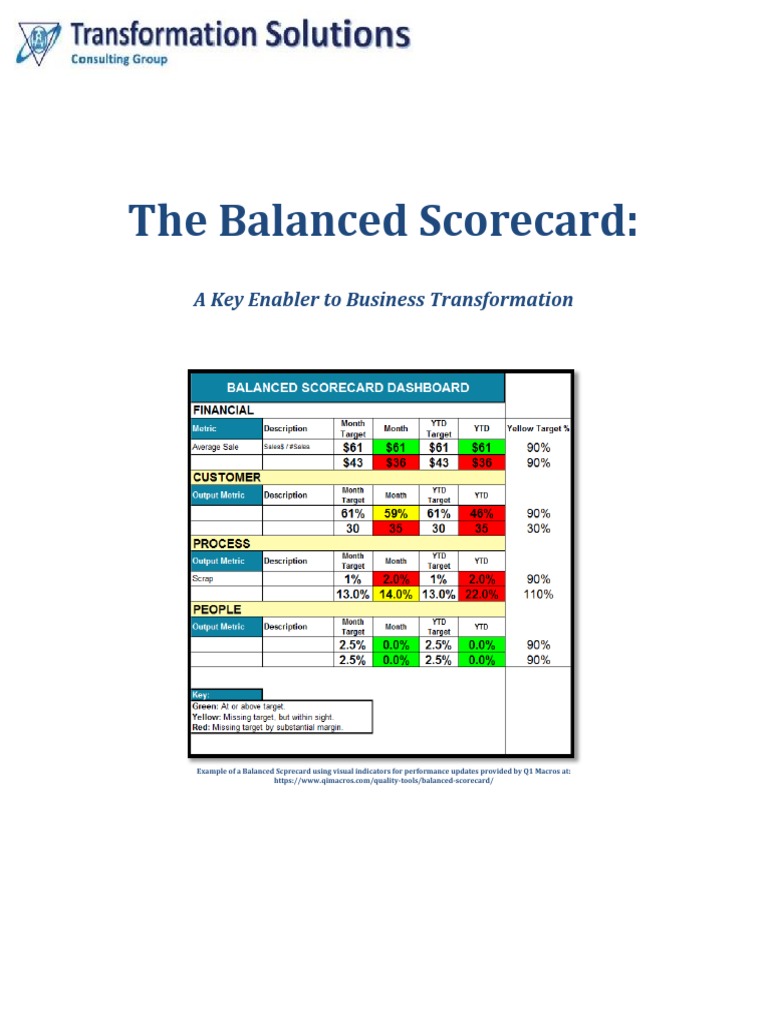 Balanced Scorecard - Key Enabler For Business Transformation | PDF ...
