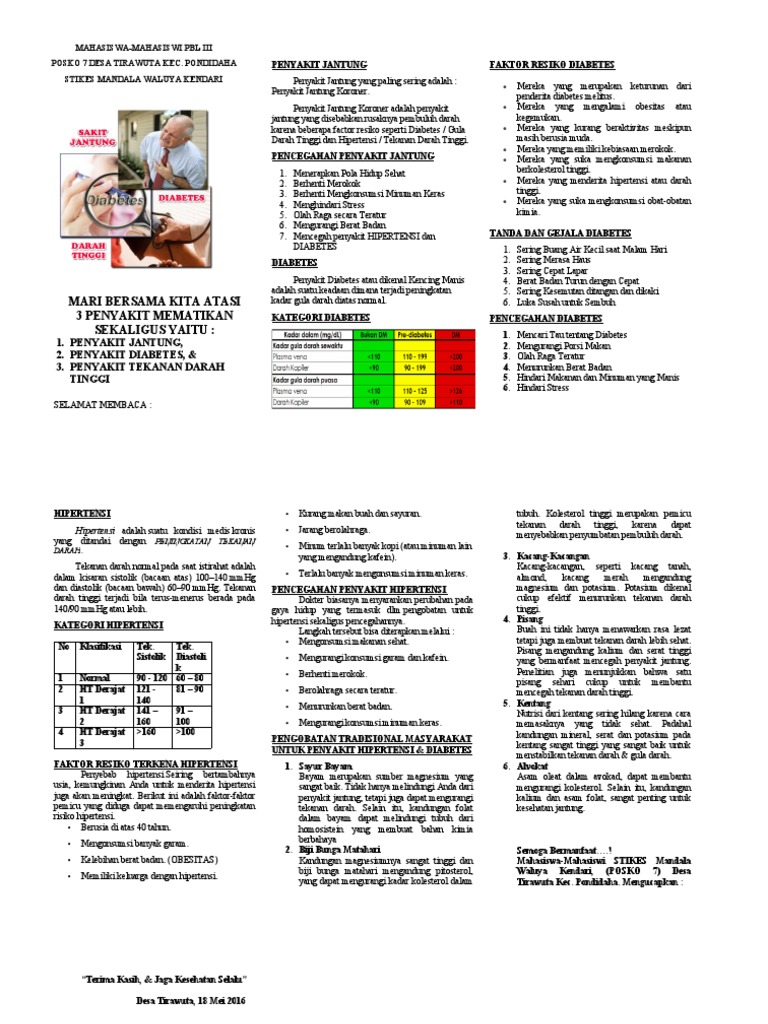 Hipertensi Dan Gula Darah Leaflet | PDF