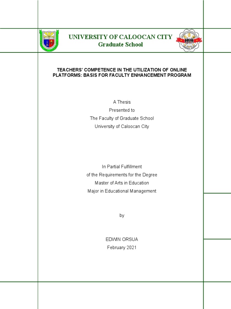 University of Caloocan City Graduate School | PDF | Teachers | Hypothesis