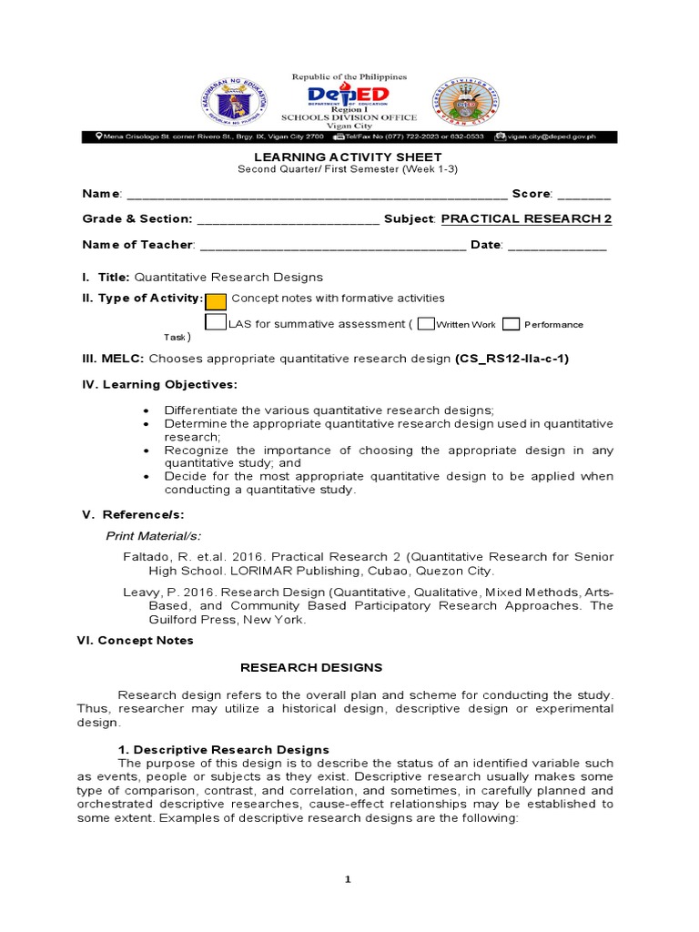 LAS PR2 Quarter 2 Week 1 | PDF | Survey Methodology | Experiment