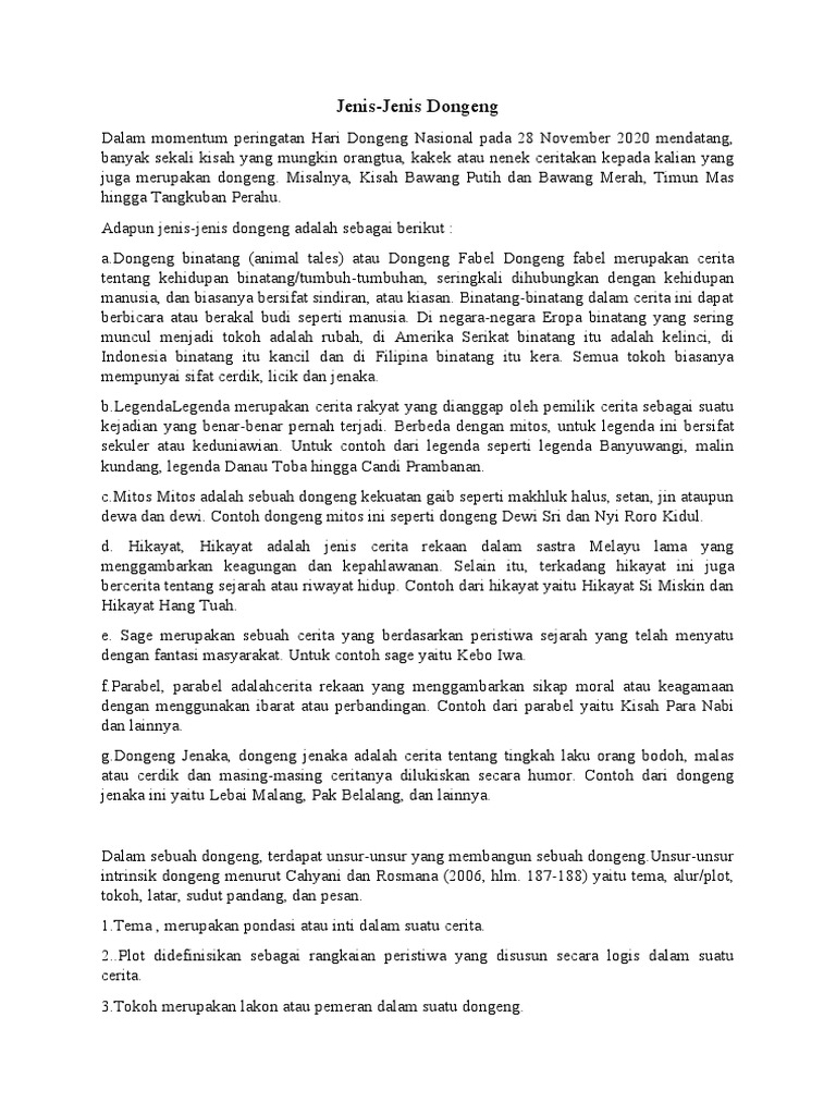 Jenis-Jenis Dongeng | PDF