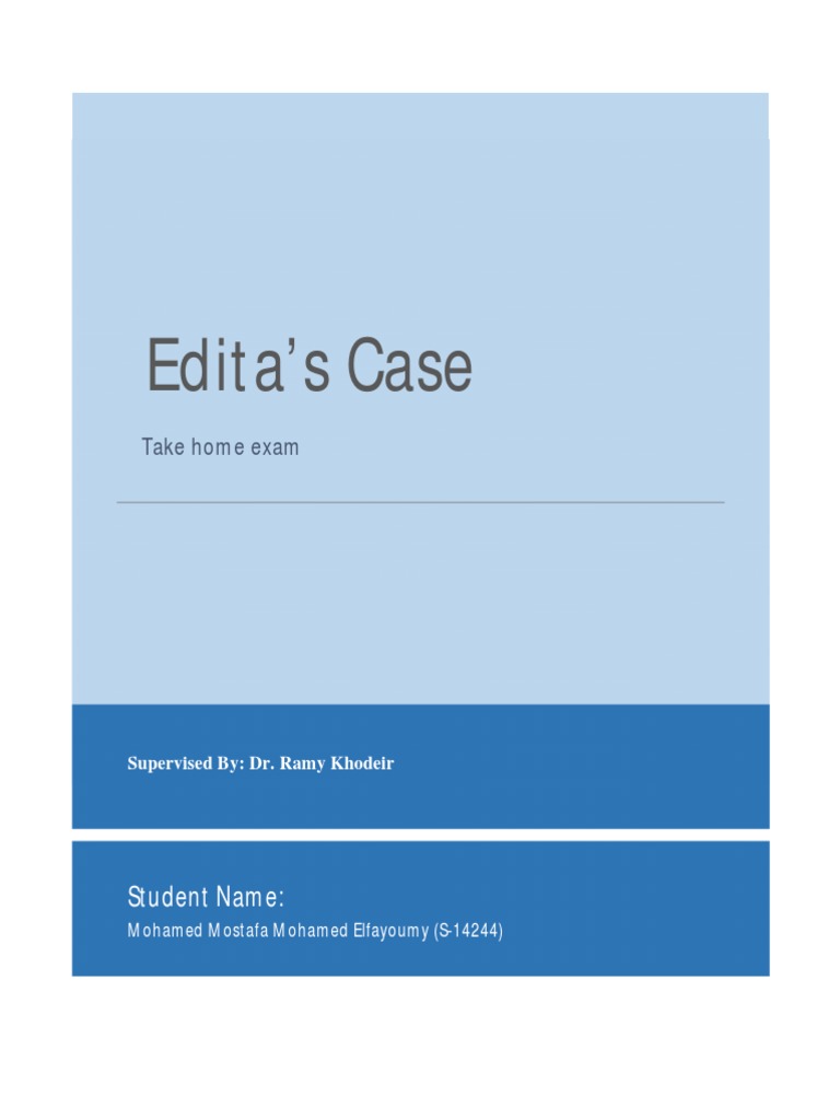 Edita's Case: Take Home Exam | PDF | Egypt | Morocco