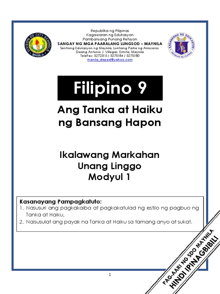 FILIPINO 9 - Q2 - Mod1 | PDF