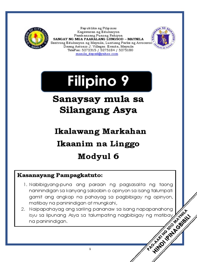 FILIPINO 9 - Q2 - Mod6 | PDF