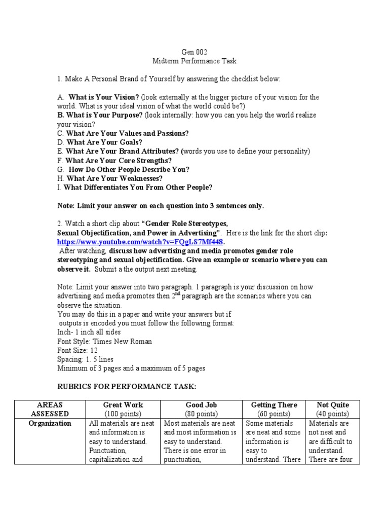 Gen 002 Midterm Performance Task | PDF | Advertising | Information