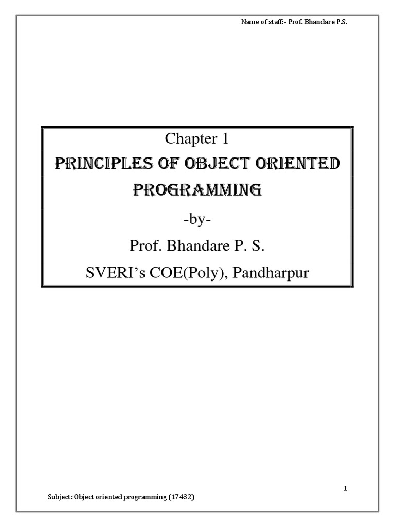 Chapter 1 Download Free Pdf Object Oriented Programming Class Computer Programming