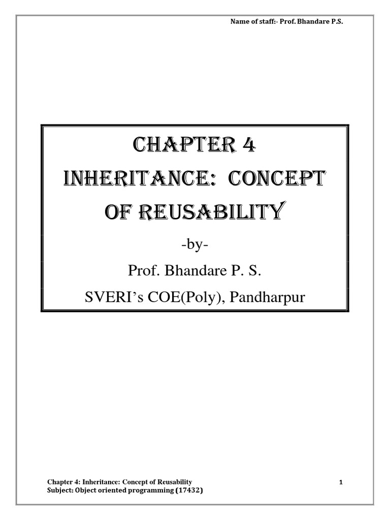 Chapter 4 Pdf Inheritance Object Oriented Programming Class 6166