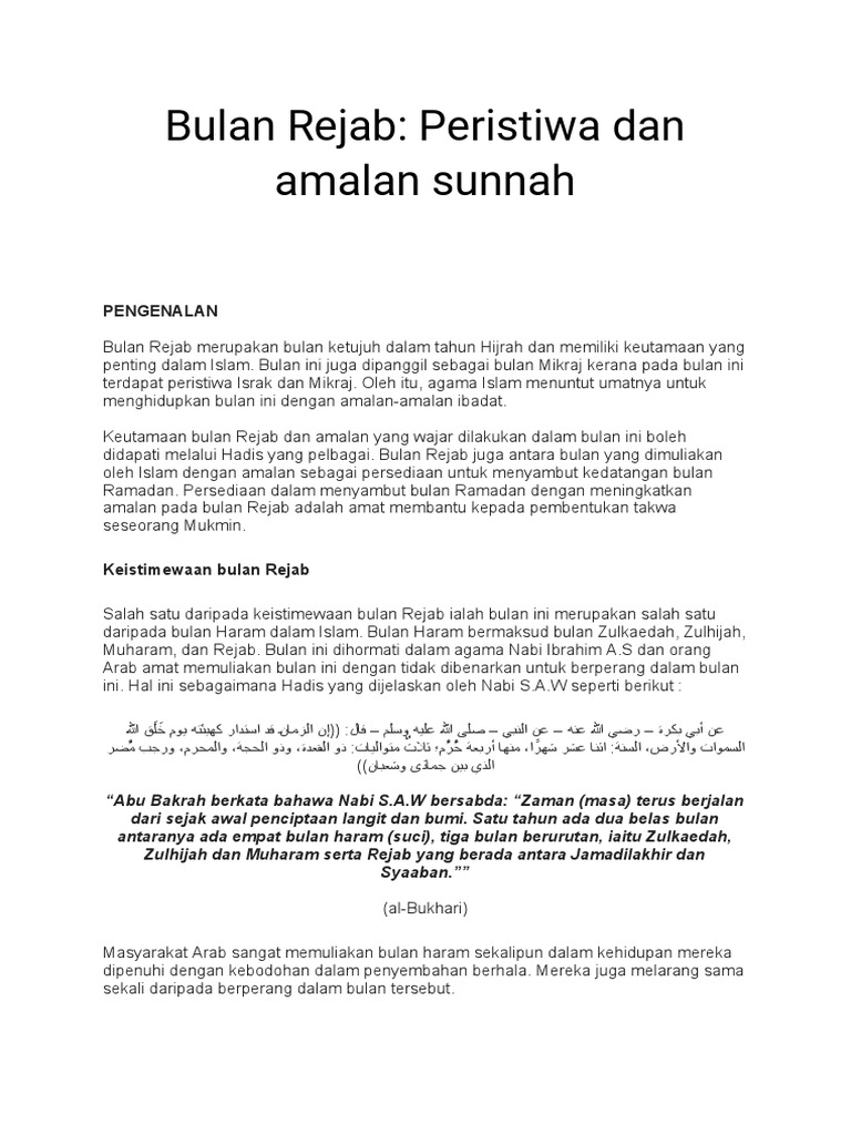 Amalan dan Peristiwa Bulan Rejab | PDF | Perjalanan | Sejarah