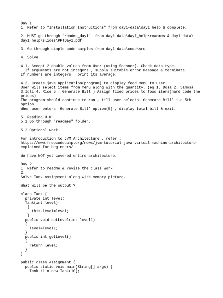 Lab Instructions N Core Java Assignments | PDF | Programming ...
