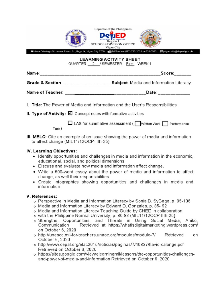 MIL Q2 Week 1 Concept Notes | PDF