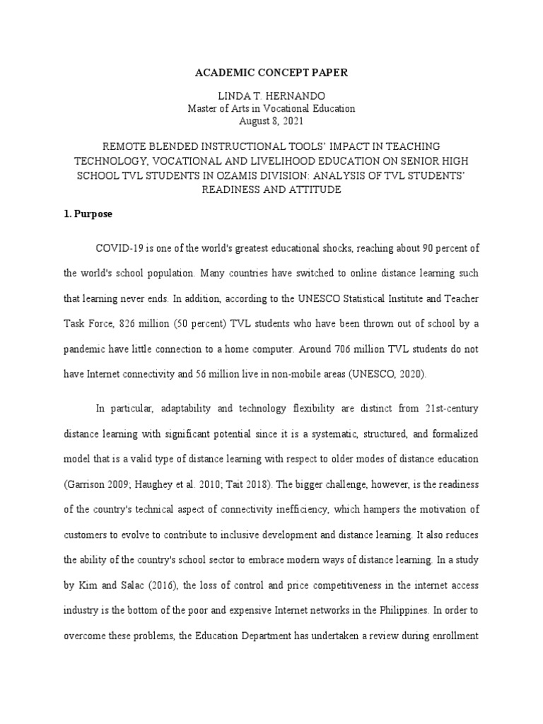 Concept Paper Sample | PDF | Educational Technology | Distance Education