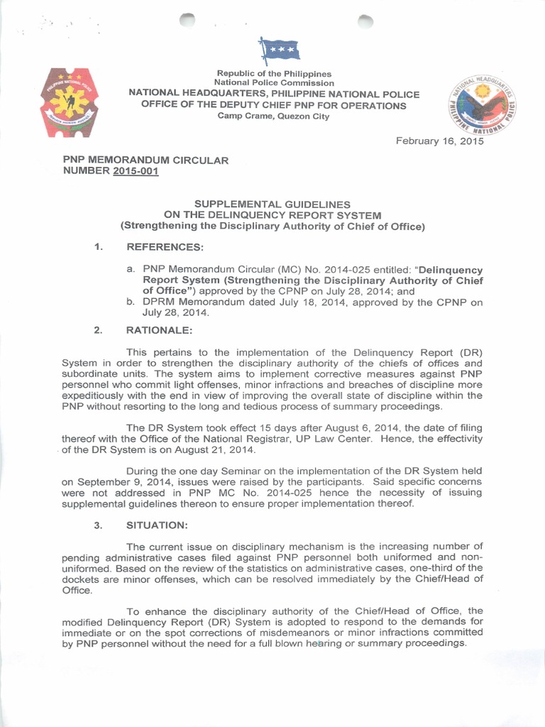 PNP MC No. 2015-001 | PDF