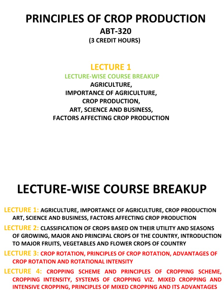 Principles of Crop Production: (3 Credit Hours) | PDF | Plant Breeding ...