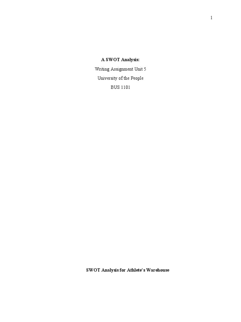 SWOT Analysis: Athlete’s Warehouse | PDF | Swot Analysis | Business