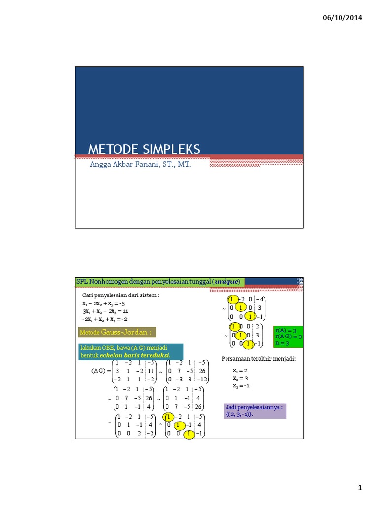 Pertemuan 3 METODE SIMPLEKS - PPTX Last Saved by User | PDF | Metode ...