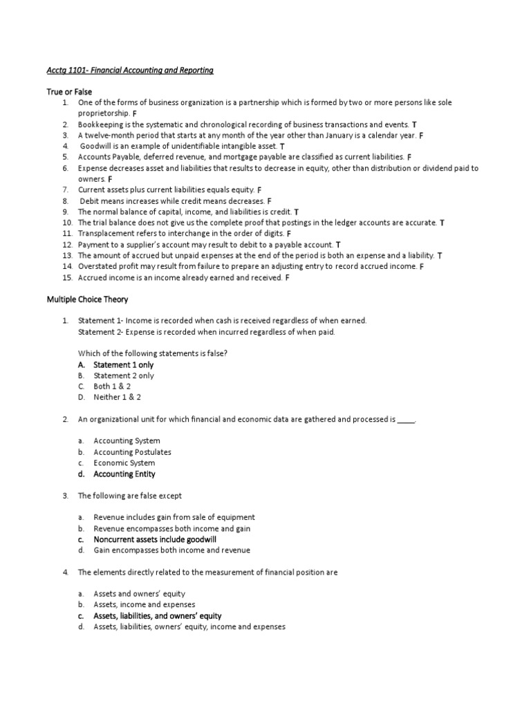 Acctg 1101-Financial Accounting and Reporting | PDF | Debits And ...