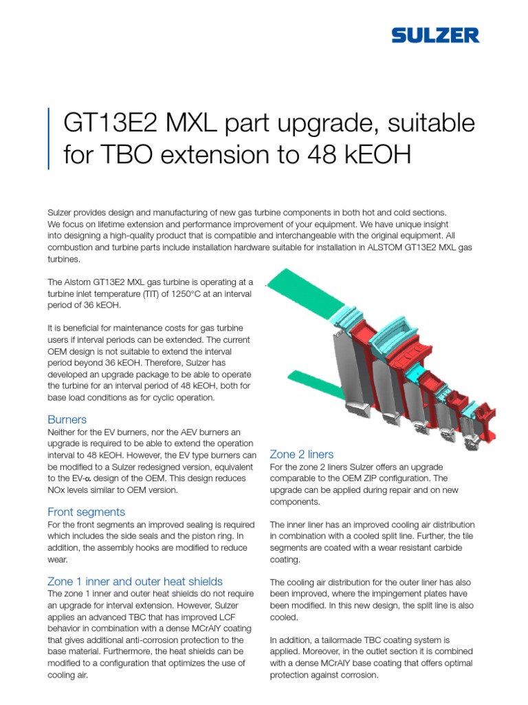 Alstom Gt13e2 MXL Tbo Extension Upgrade E10740 | PDF | Gas Turbine ...