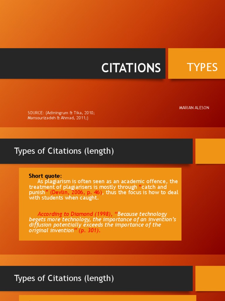 Citations: Types | PDF | Citation | Human Communication