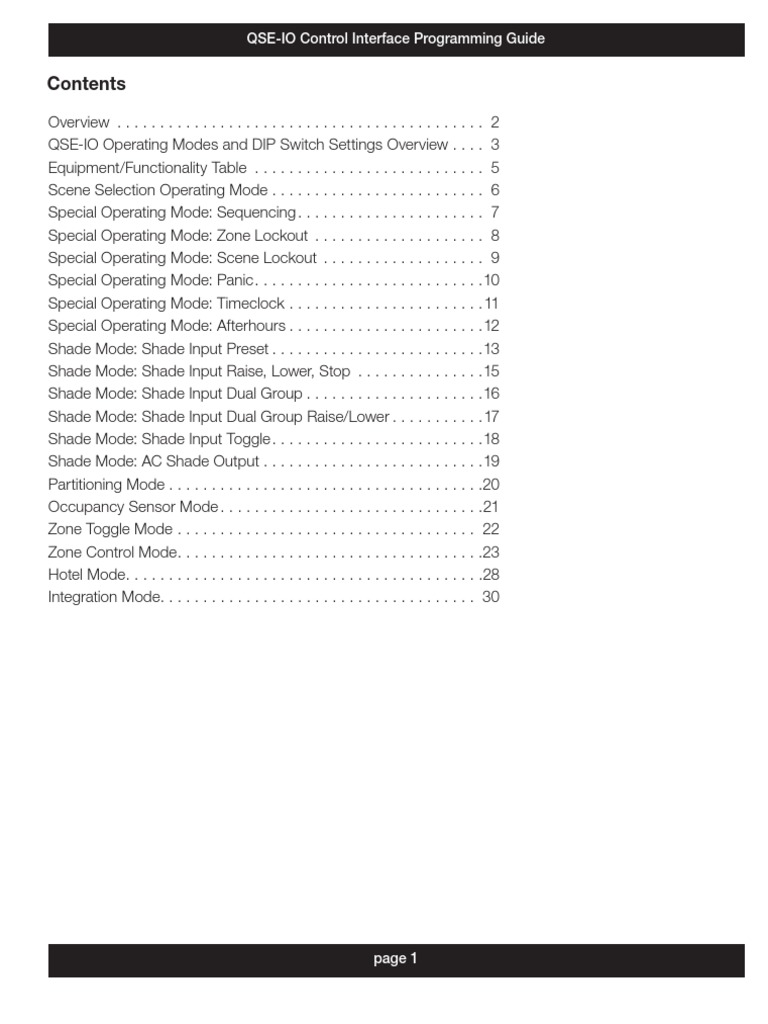 QSE-IO Control Interface Programming Guide | PDF | Switch | Electricity