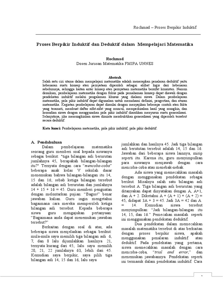Proses Berfikir Induktif Dan Deduktif Dalam Pembelajaran Ipa | PDF