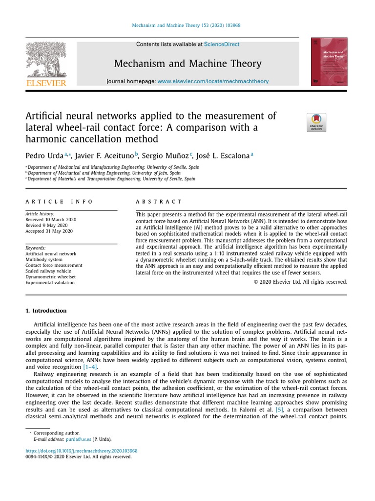 Artificial Neural Networks Applied To The Measurement of Lateral Wheel-Rail Contact Force A ...