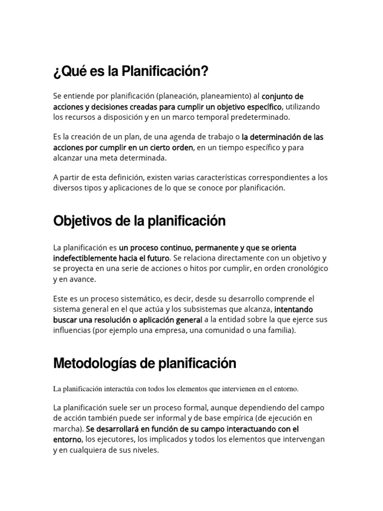 Qué Es La Planificación | PDF | Planificación | Cognición