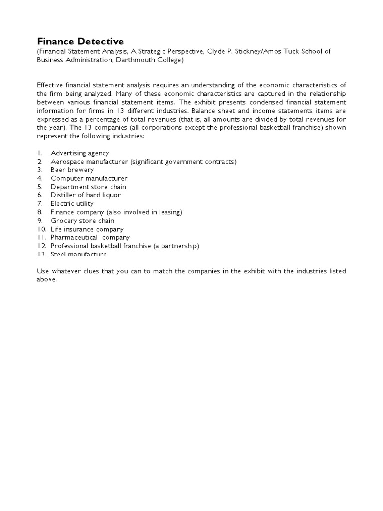 Finance Detective - Ratio Analysis | PDF | Economies | Business