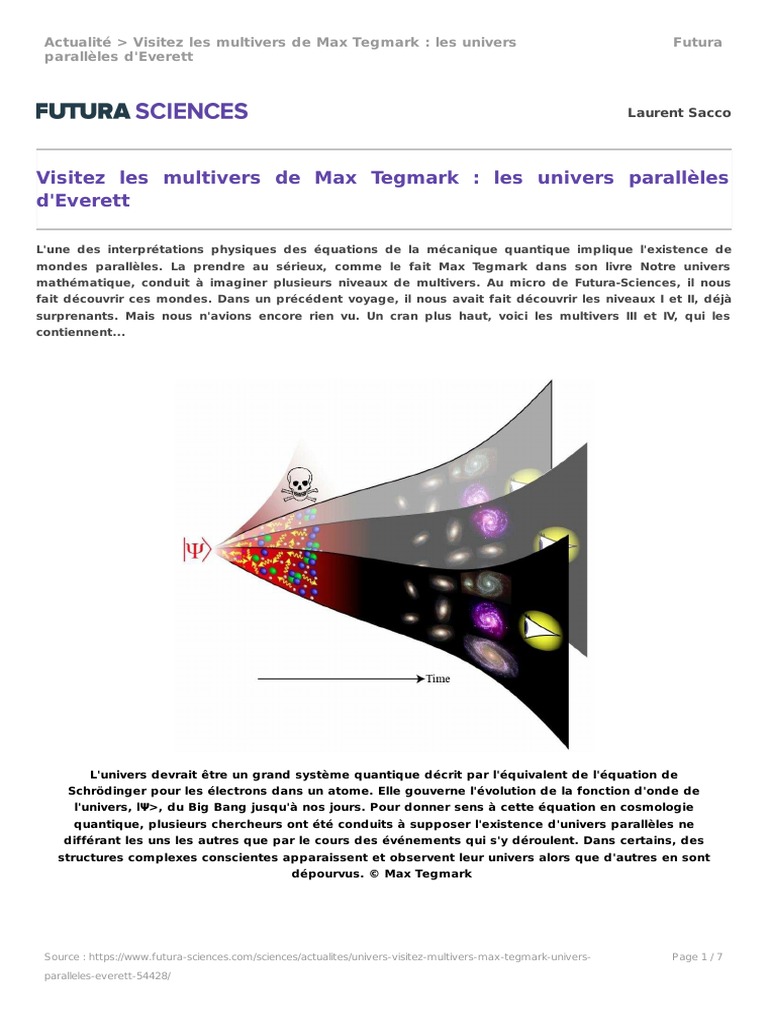 FUTURA SC MULTIVERS de Max Tegmark Les Univers Paralleles Deverett ...