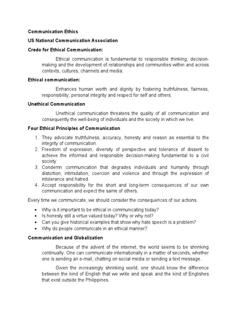 (ENG 3A) Lecture 2 Communication Ethics | PDF | Public Speaking | Rhetoric