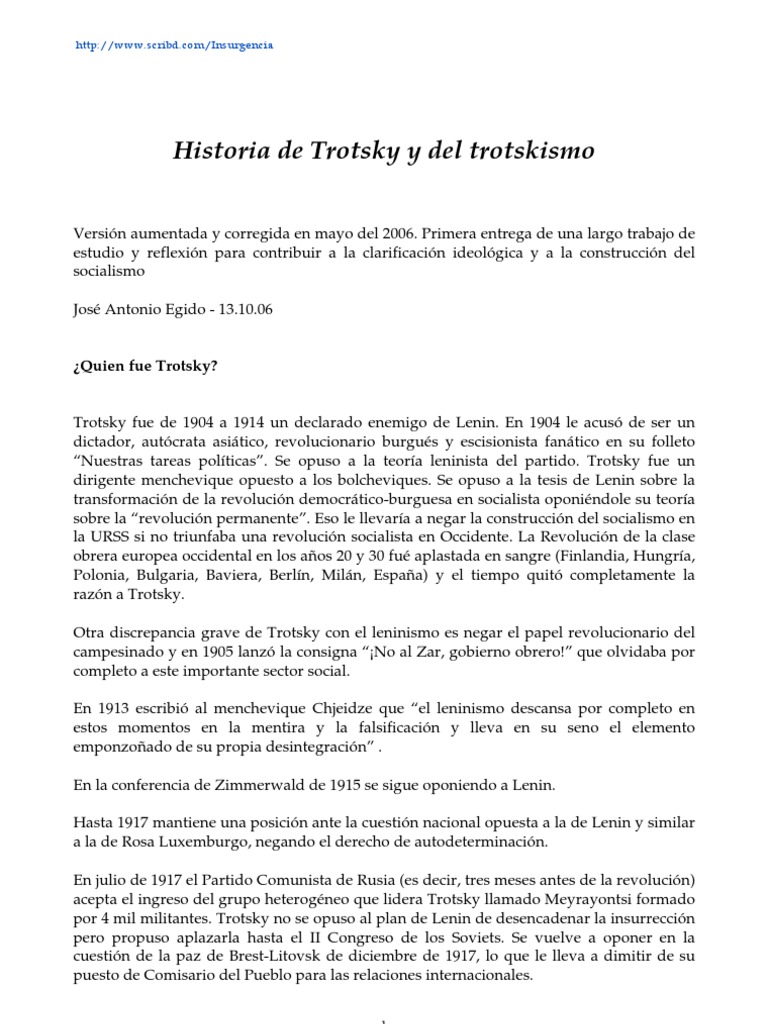 Historia de Trotsky y Del Trotskismo | PDF | Leon Trotsky | Vladimir Lenin