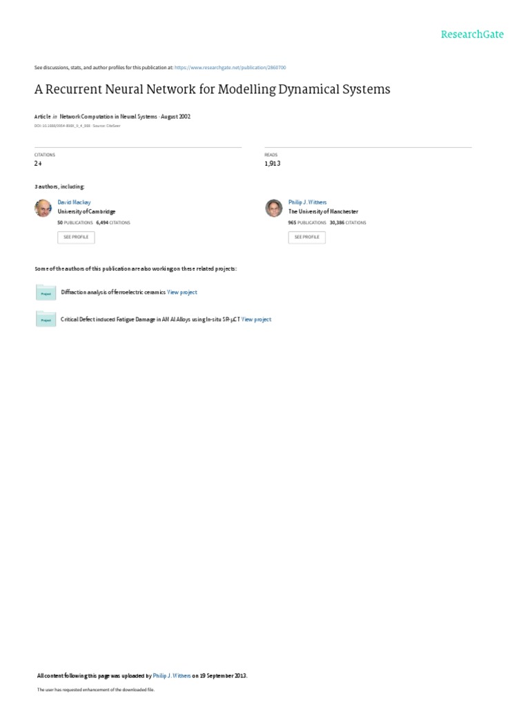 A Recurrent Neural Network For Modelling Dynamical Systems | PDF | Normal Distribution ...