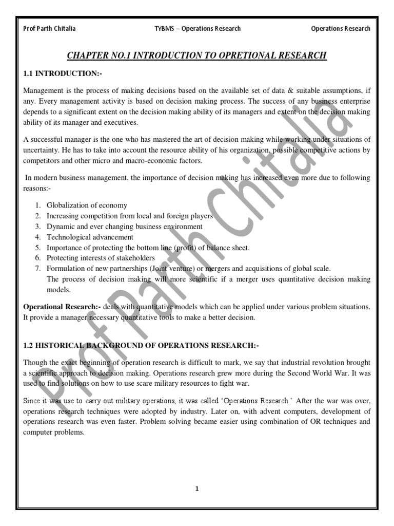 Chapter No.1 Introduction To Opretional Research | PDF | Statistics ...