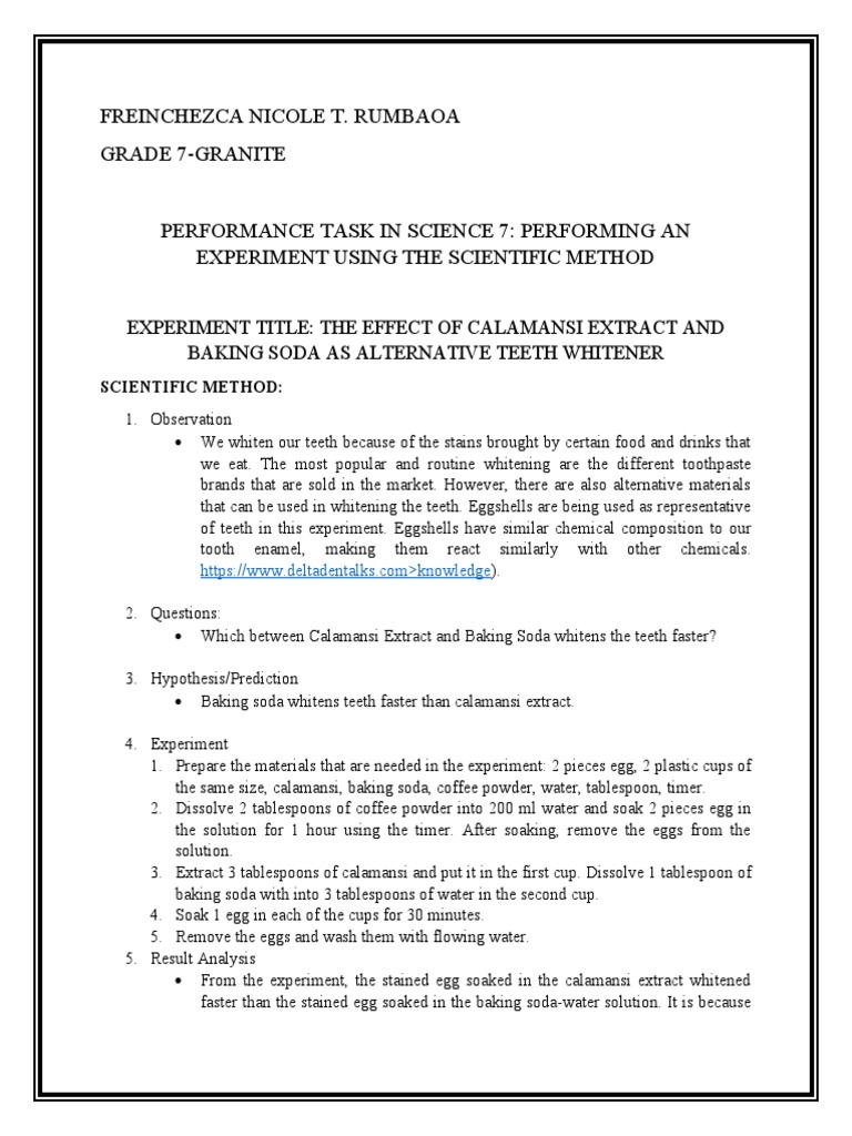 Simple Science Experiment For Grade 7 | PDF | Sodium Bicarbonate ...