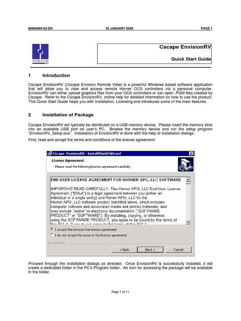 Quick Start Guide: Cscape Envisionrv | Download Free PDF | Installation ...