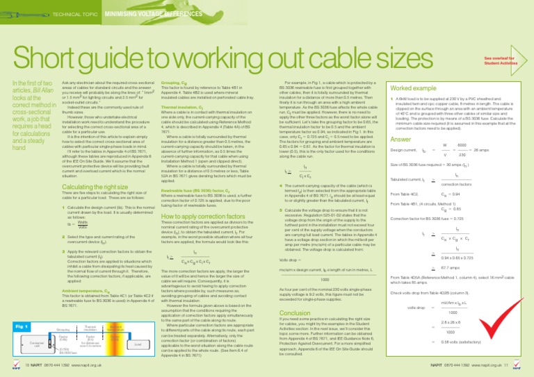 Cable Sizing Guide for Electricians | PDF | Fuse (Electrical ...