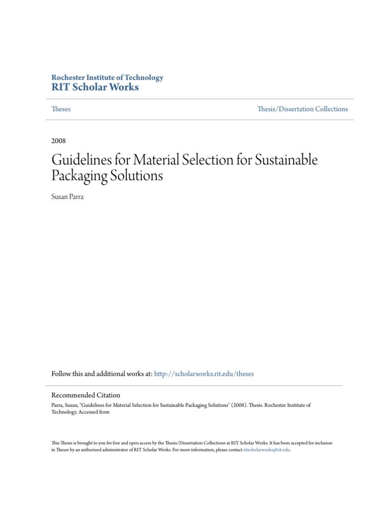 Guidelines For Material Selection For Sustainable Packaging Solut | PDF ...