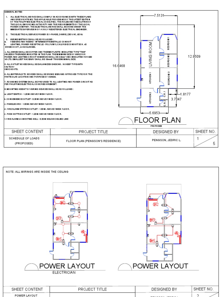 Floor Plan: Project Title Sheet Content Designed by Sheet No. 1 5 | PDF ...