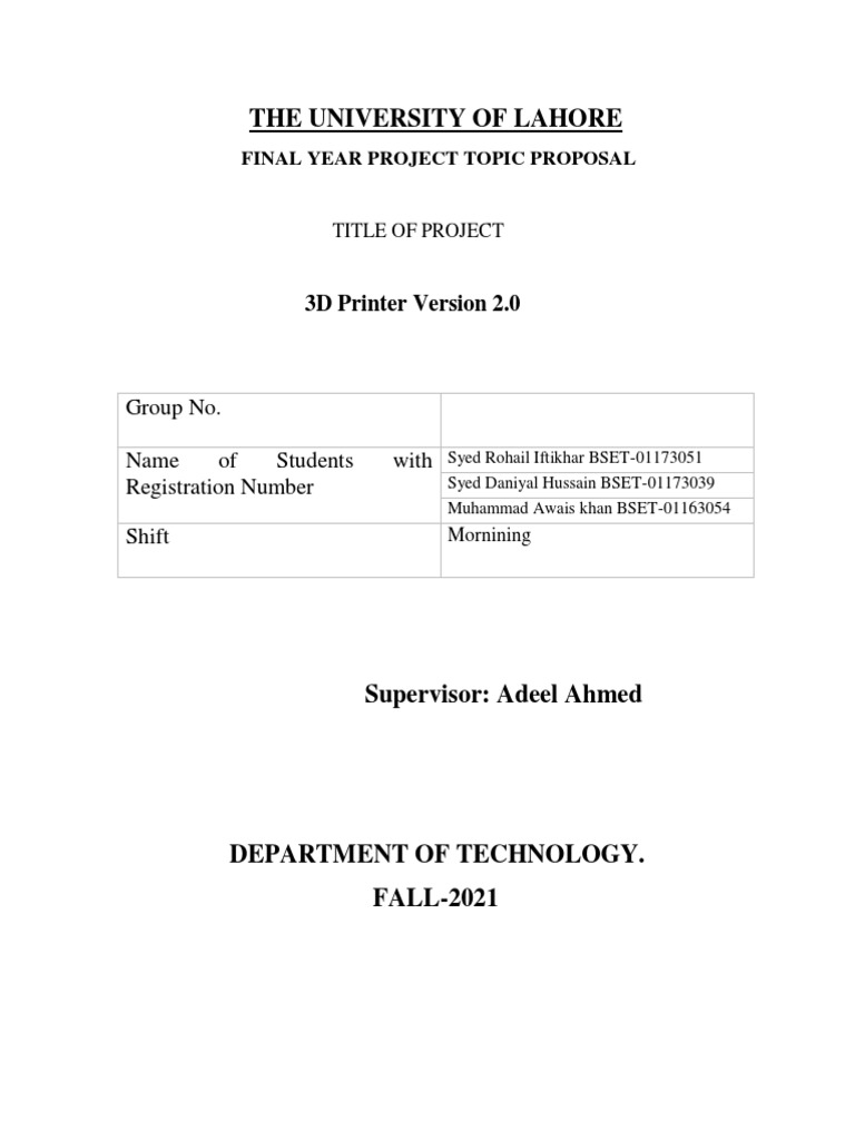 Proposal 3D Printer 2.0 | PDF | 3 D Printing | 3 D Modeling