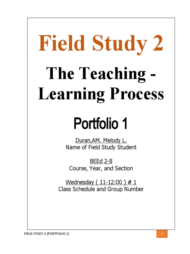 Field Study 2 The Teaching Learning Proc | PDF | Learning | Teachers