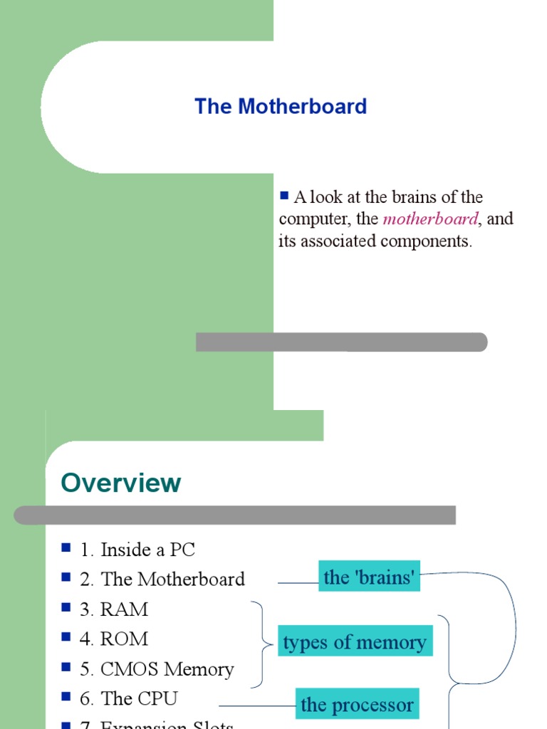The Motherboard: A Look at The Brains of The Computer, The, and Its Associated Components | PDF ...